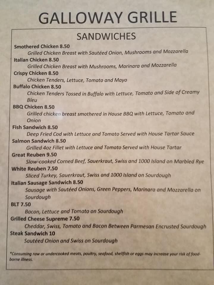 Menu at Galloway Grille pub & bar, Eau Claire