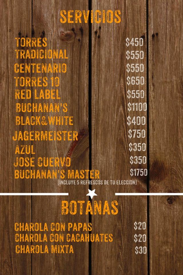 Menu at Grillo pub & bar, Torreón