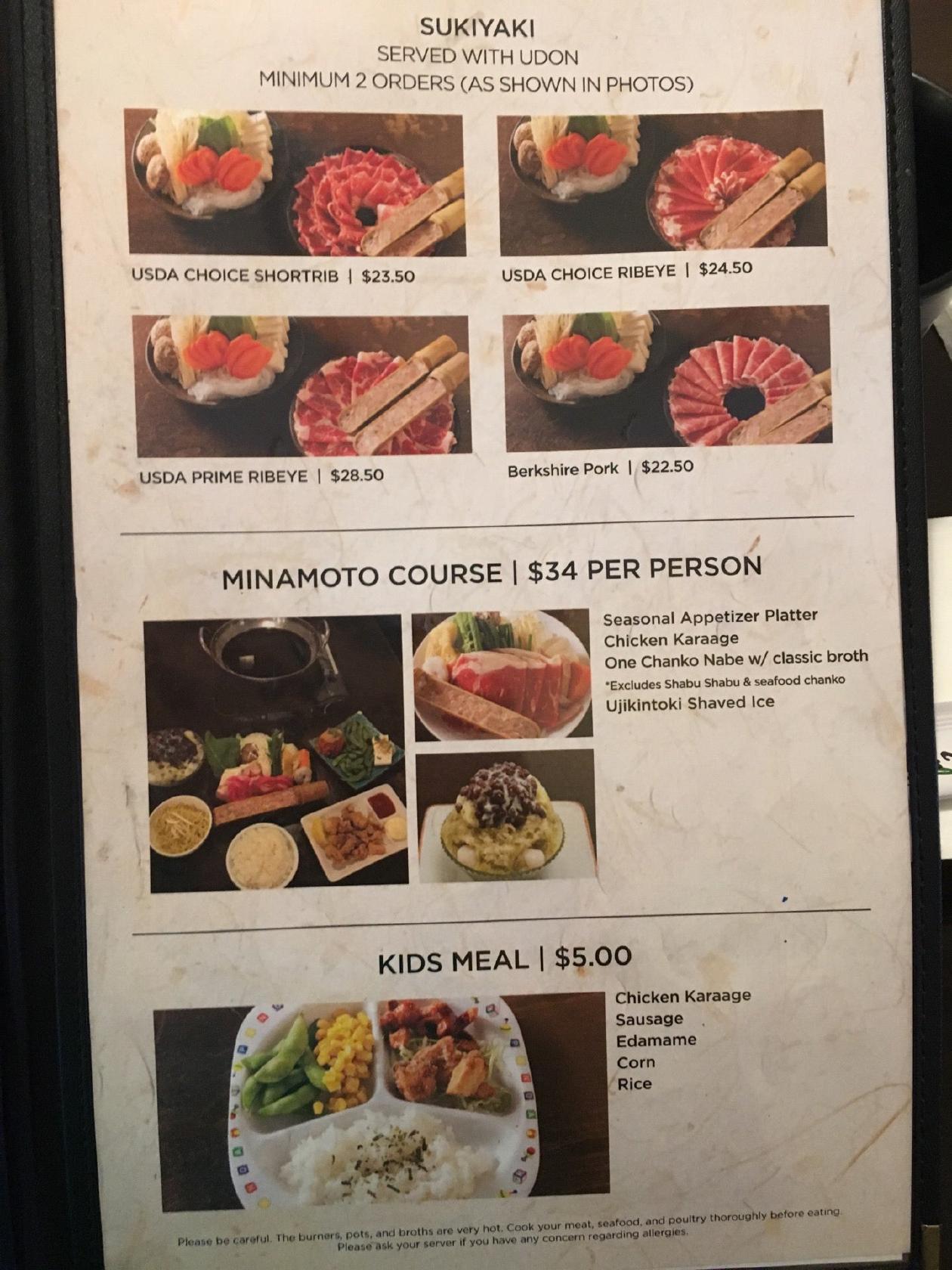 Menu at Ichiriki Aiea restaurant, Aiea
