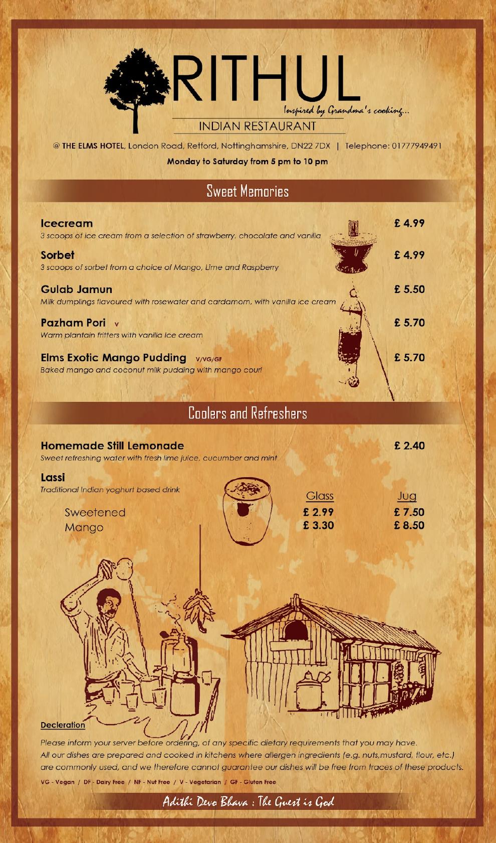 Menu at The Elms Hotel pub & bar, Retford