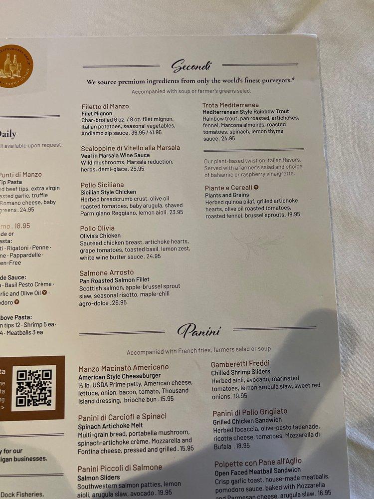 Menu at Andiamo Warren restaurant, Warren, E 14 Mile Rd