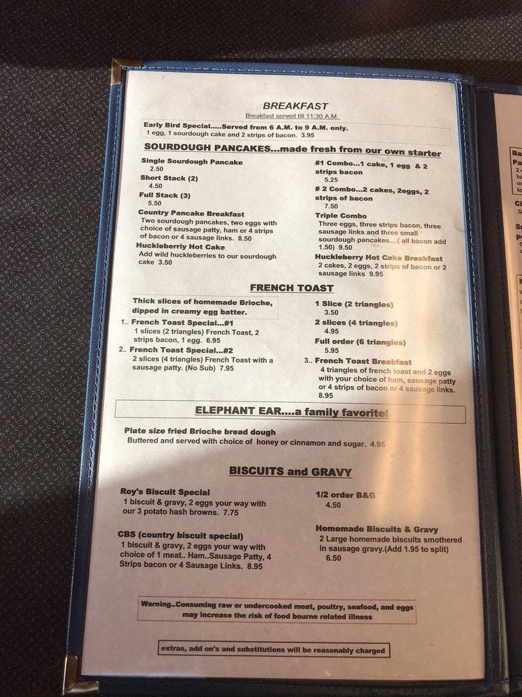 Menu at Blue Ribbon Café & Bakery, Emmett