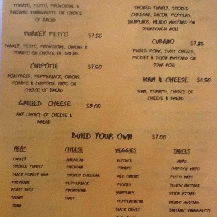 Menu at Karkar’s Deli restaurant, Willits