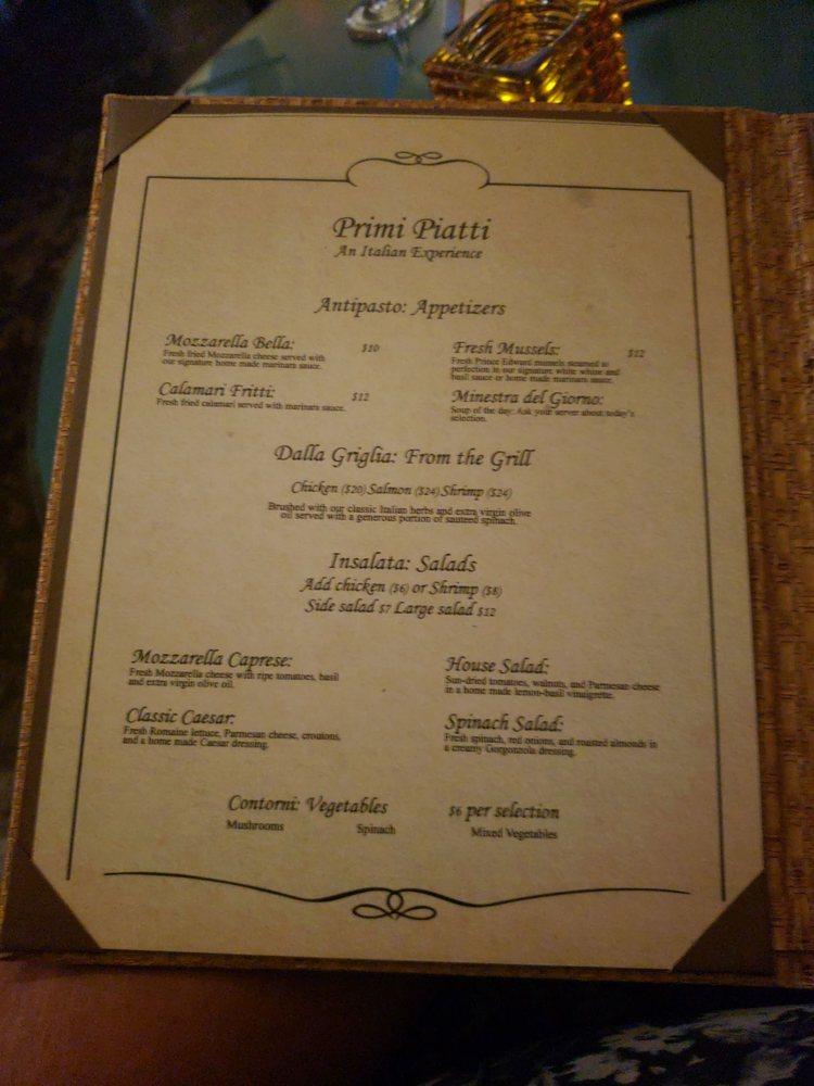 Menu at Primi Piatti pub & bar, Jacksonville