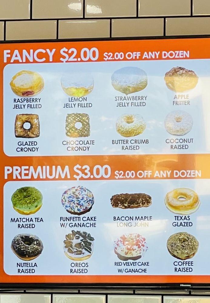 Menu at Randy's Donuts, Bakersfield