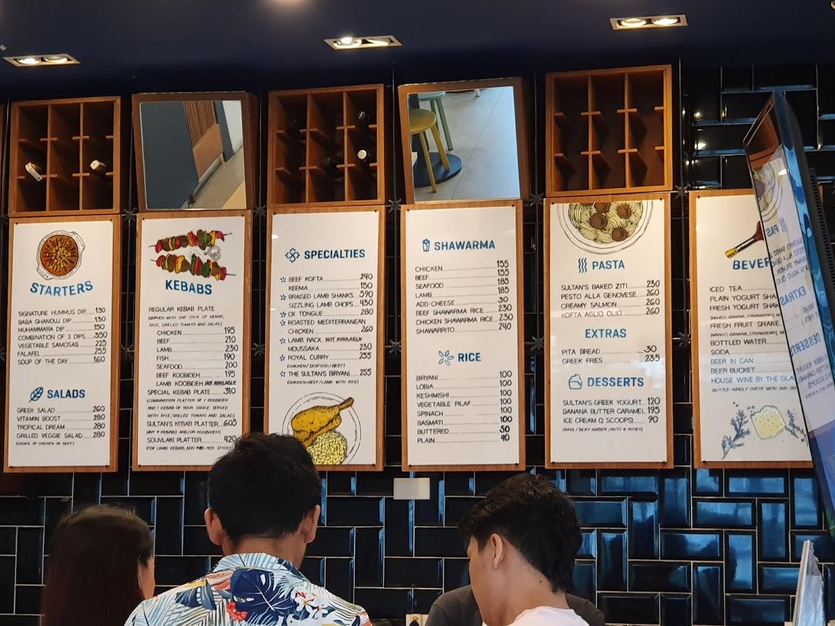 Menu at Sultan Mediterranean Grill restaurant, Mandaluyong, H3M5+VMH