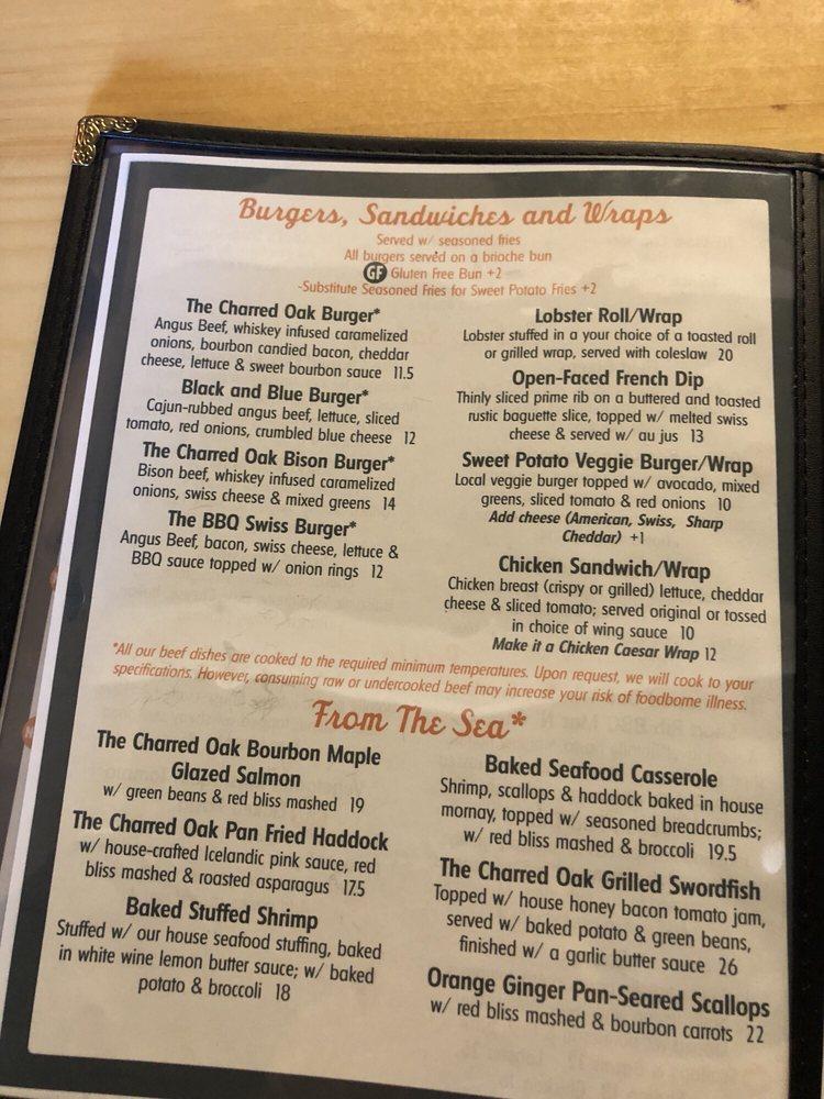 Menu at The Charred Oak Tavern pub & bar, Middleborough