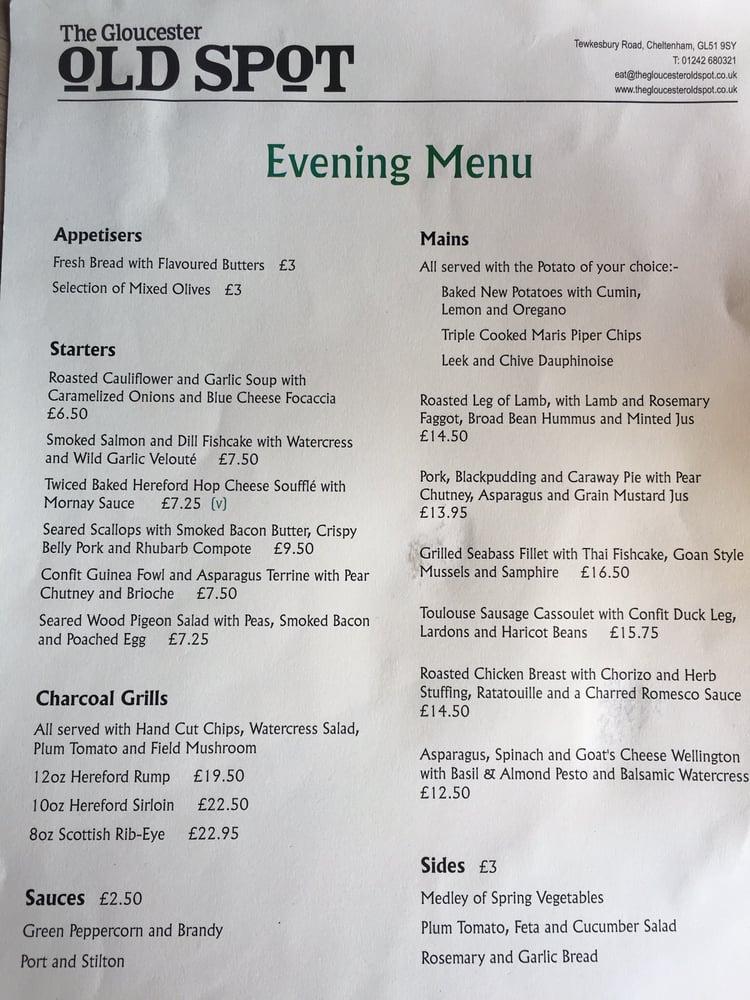 Menu at The Gloucester Old Spot pub & bar, Cheltenham