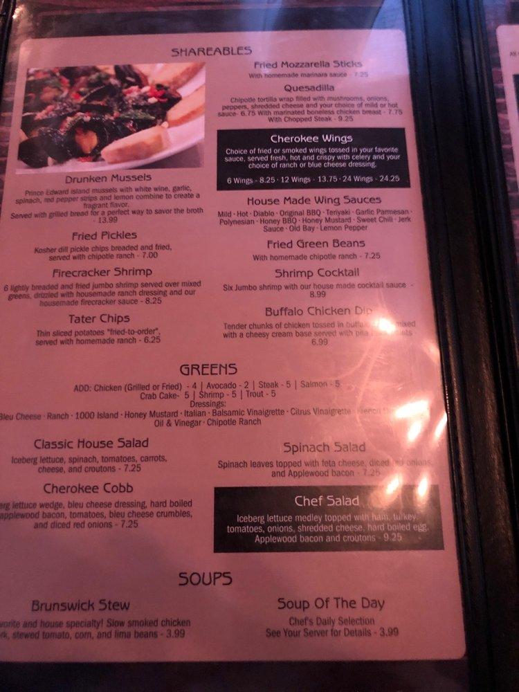 Menu at 238 Cherokee Grill steakhouse, Kings Mountain
