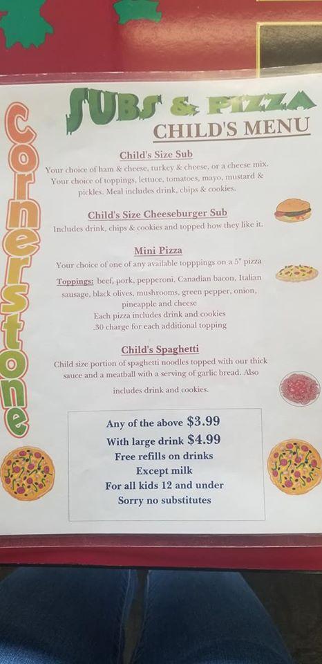 Menu at Cornerstone Subs & Pizza pizzeria, Lebanon