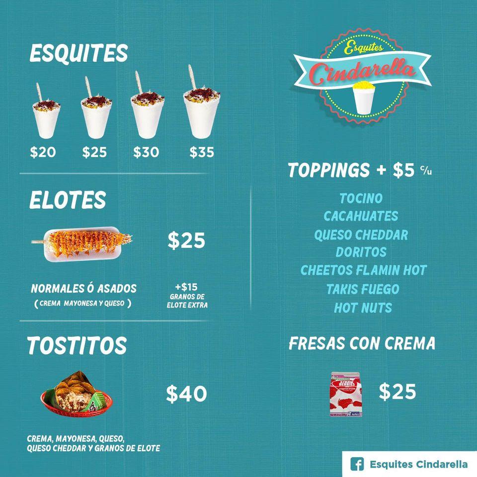 Carta de Esquites Cindarella, Isla Mujeres, Calle Punta Arena