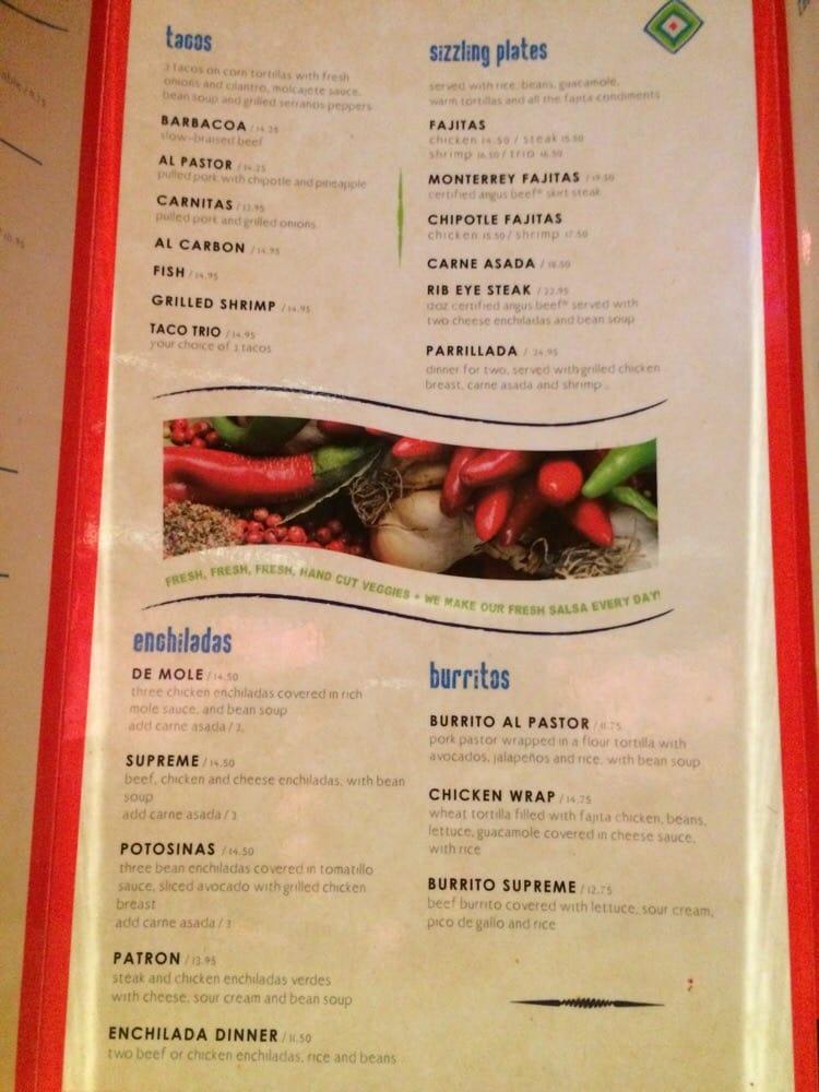 Carta del restaurante La Carreta, Baton Rouge, Bluebonnet Blvd