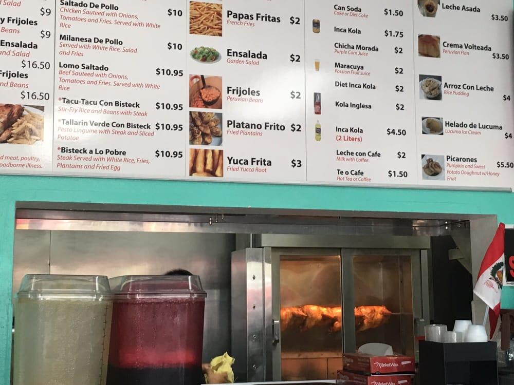 Menu at Peru Chicken restaurant, Las Vegas, E Tropicana Ave