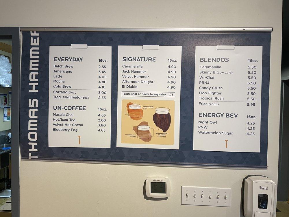 Menu at Thomas Hammer Coffee, Hayden, N Cornerstone Dr