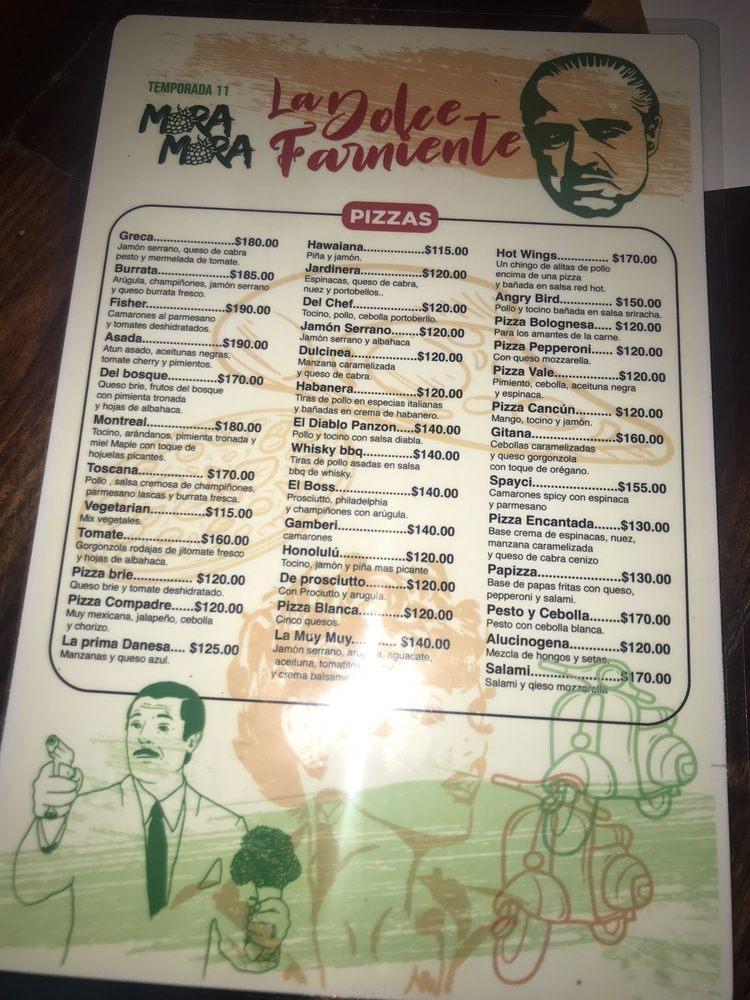 Menu at mora mora pizzeria, Cancún, Avenida Palenque 10 sm 62 mz 5 Lote 24