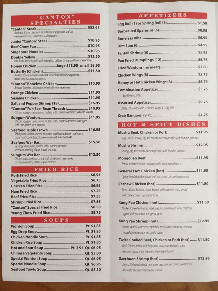 Menu at Canton Restaurant, Homestead