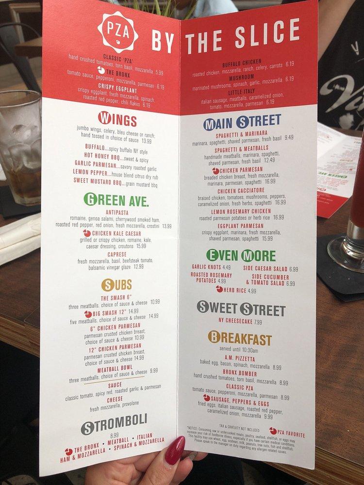 Menu at PZA pizzeria, New York City, NY 11430 Post Sec - T1 Pre Sec