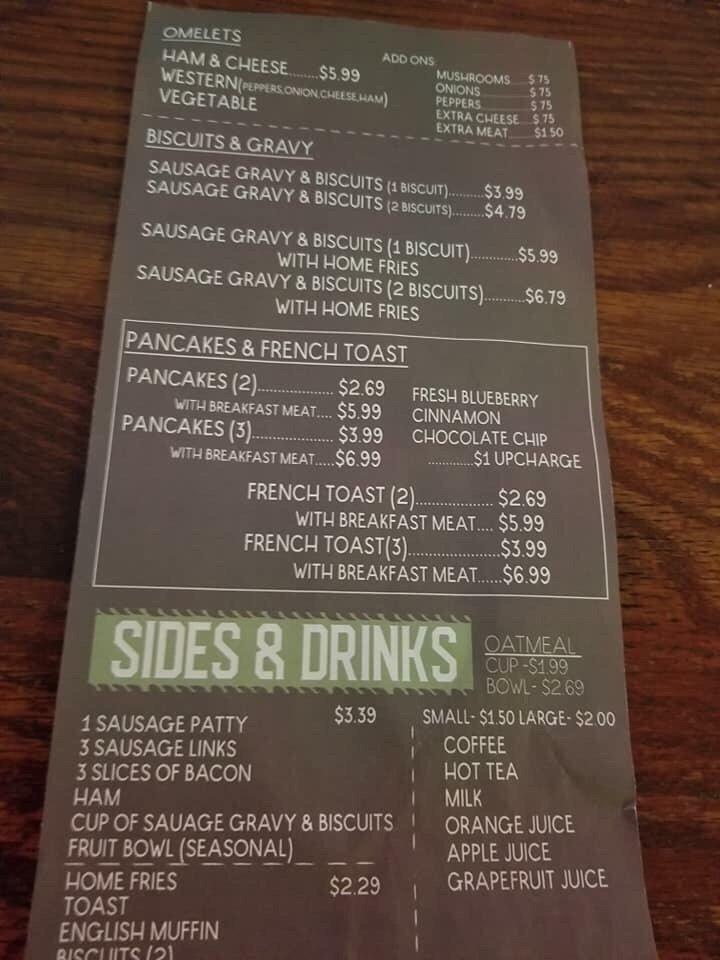 Menu at Sunset Inn Restaurant, Hebron