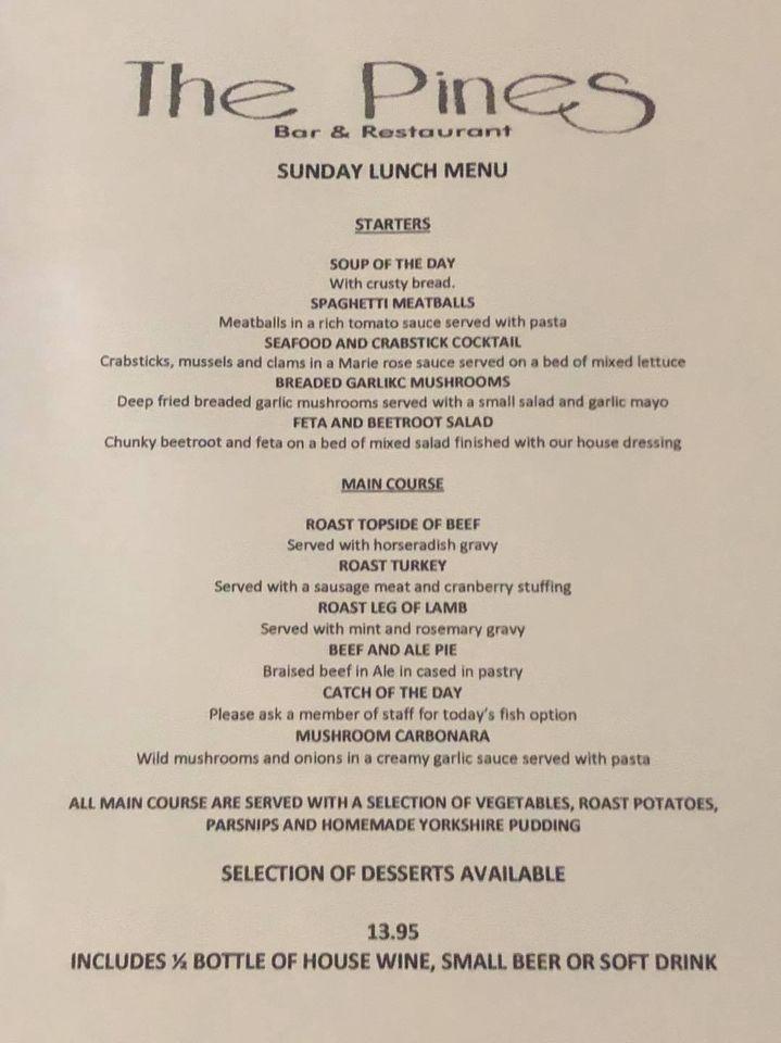 Menu at Restaurante The Pines, Benijófar