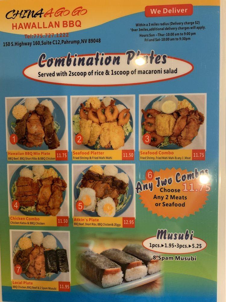 Menu at China A Gogo restaurant, Pahrump