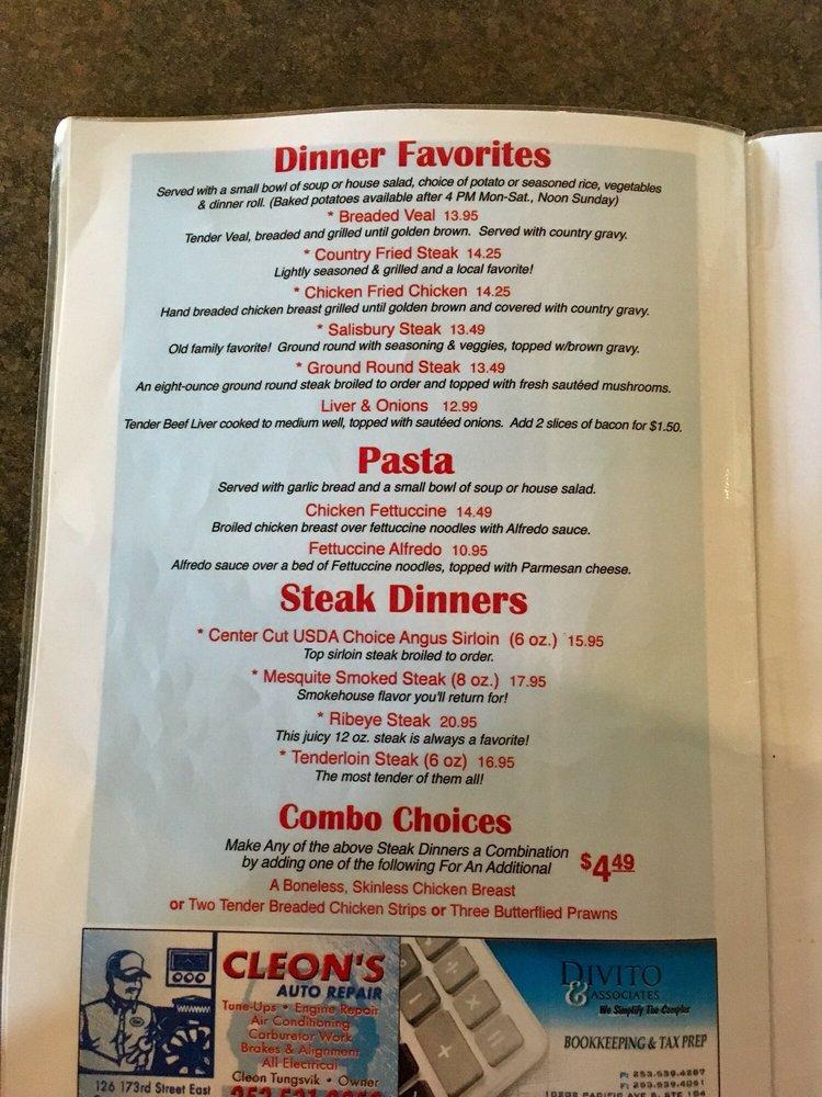 Menu at Country Rose Café cafe, Tacoma