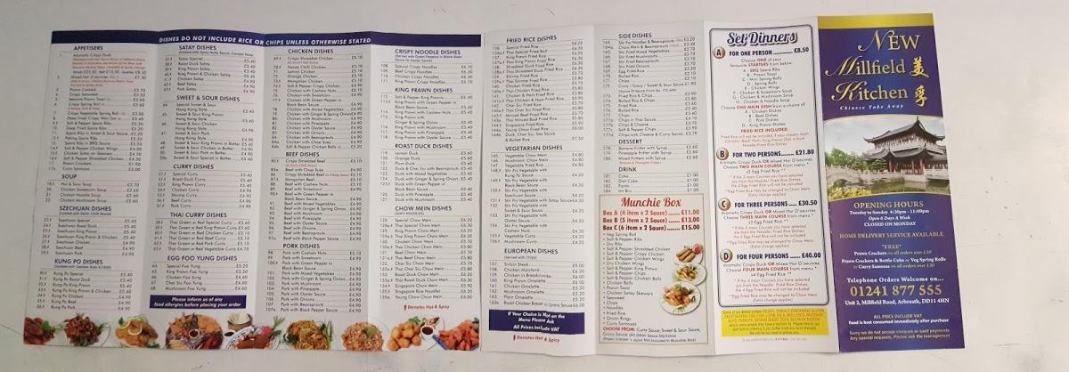 Menu at Millfield Kitchen Ltd fast food, Arbroath