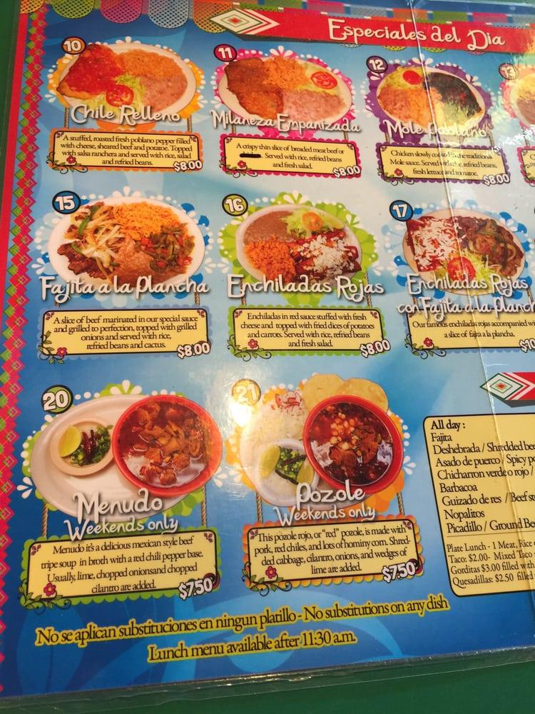 Menu at Nopalitos Dona Maria restaurant, Houston