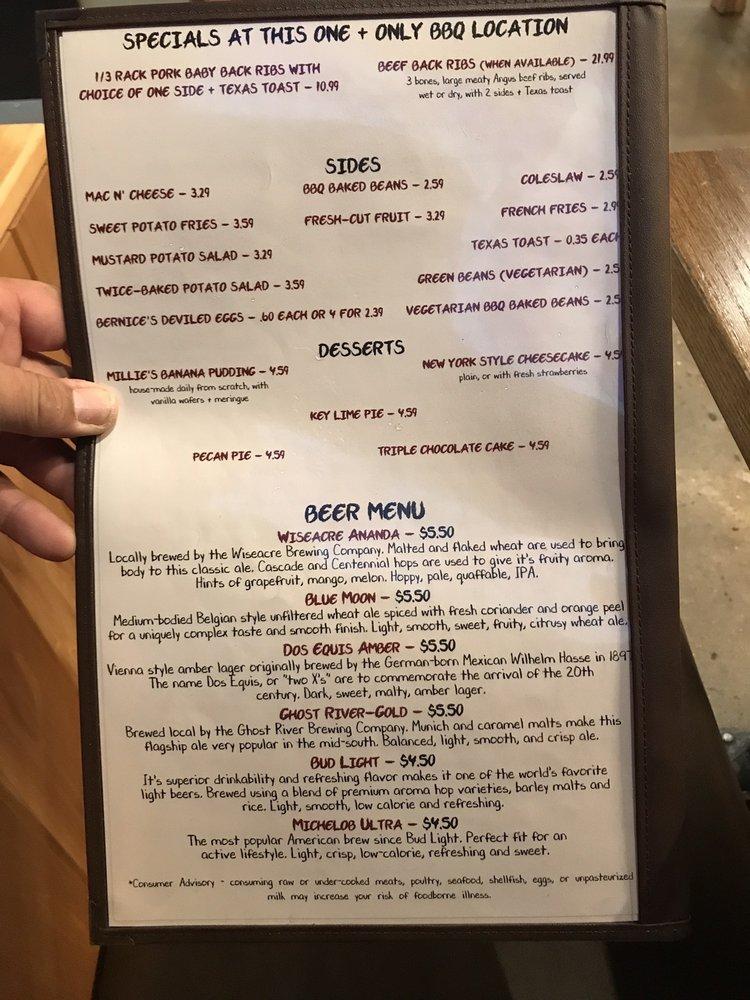 Menu at One & Only BBQ, Southaven