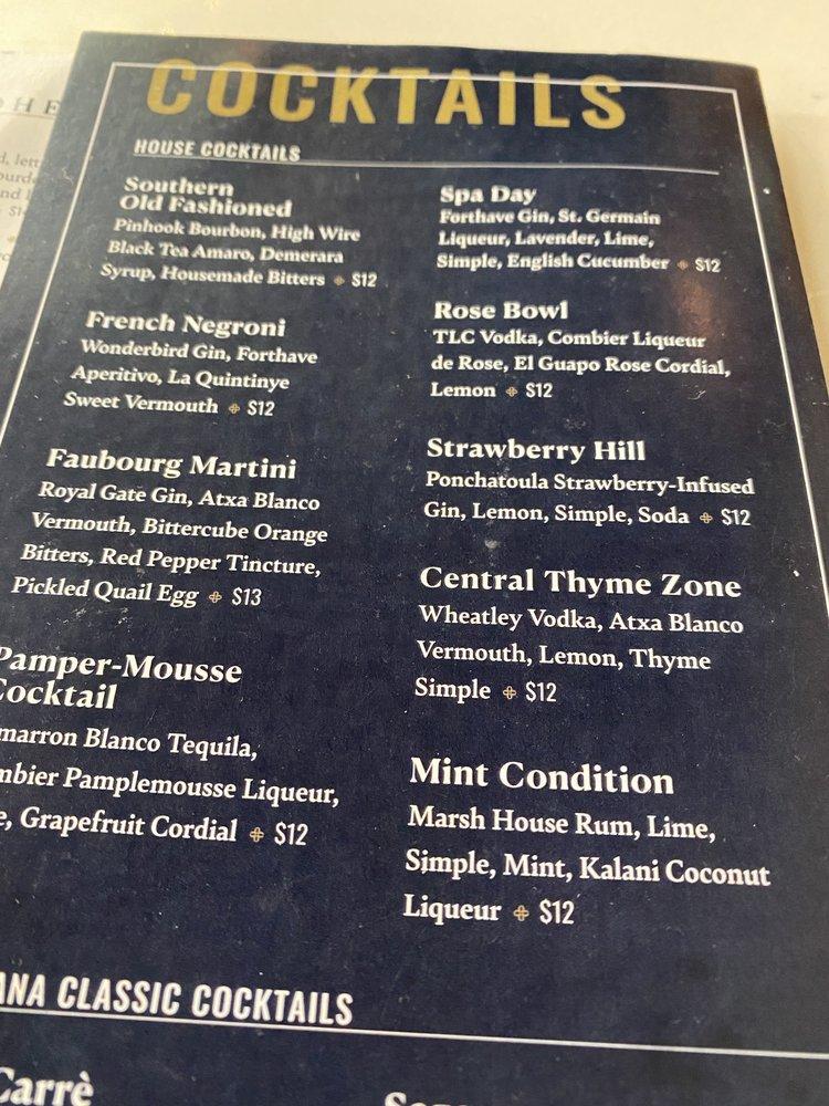 Menu at SoLou restaurant, Baton Rouge