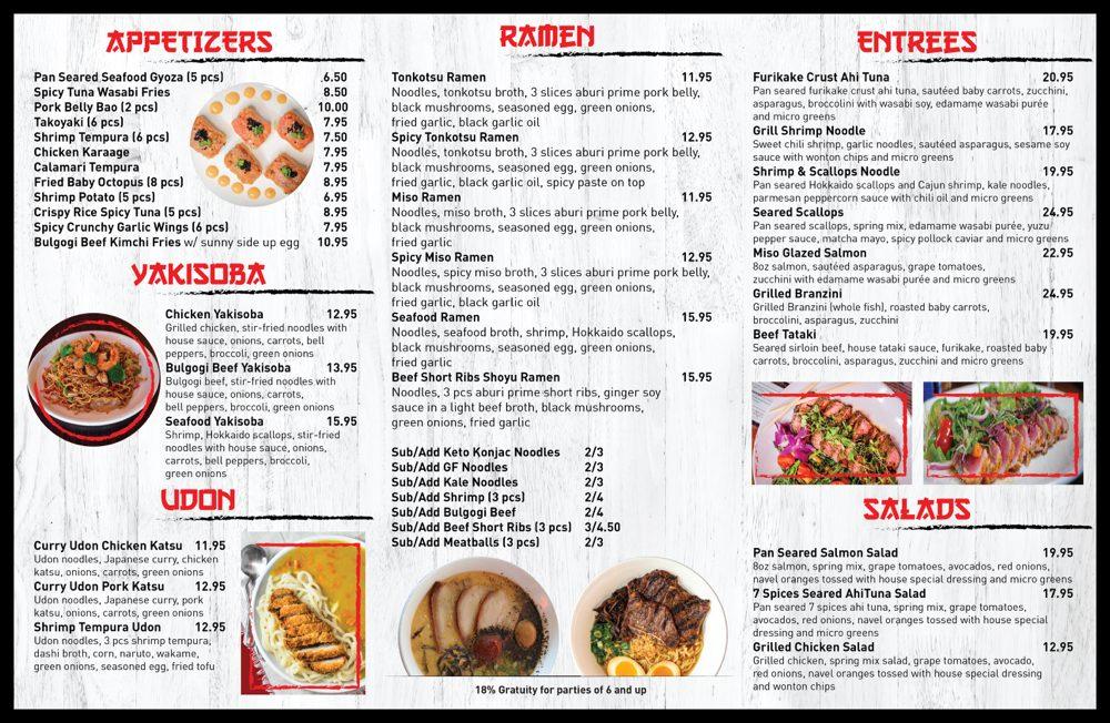 Carta de Soho Ramen & Sake Bar, Temecula