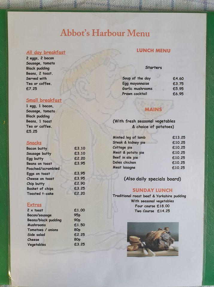 Menu at Abbots Harbour restaurant, Gargrave