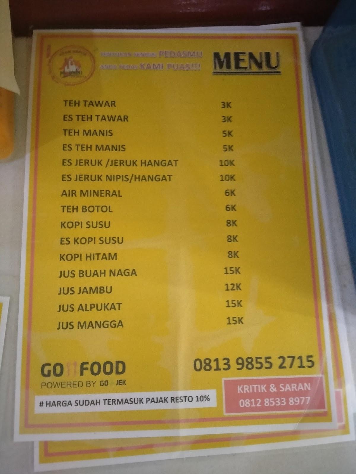 Menu at Ayam Gepuk Pak Gembus Grand Wisata restaurant, Bekasi Regency