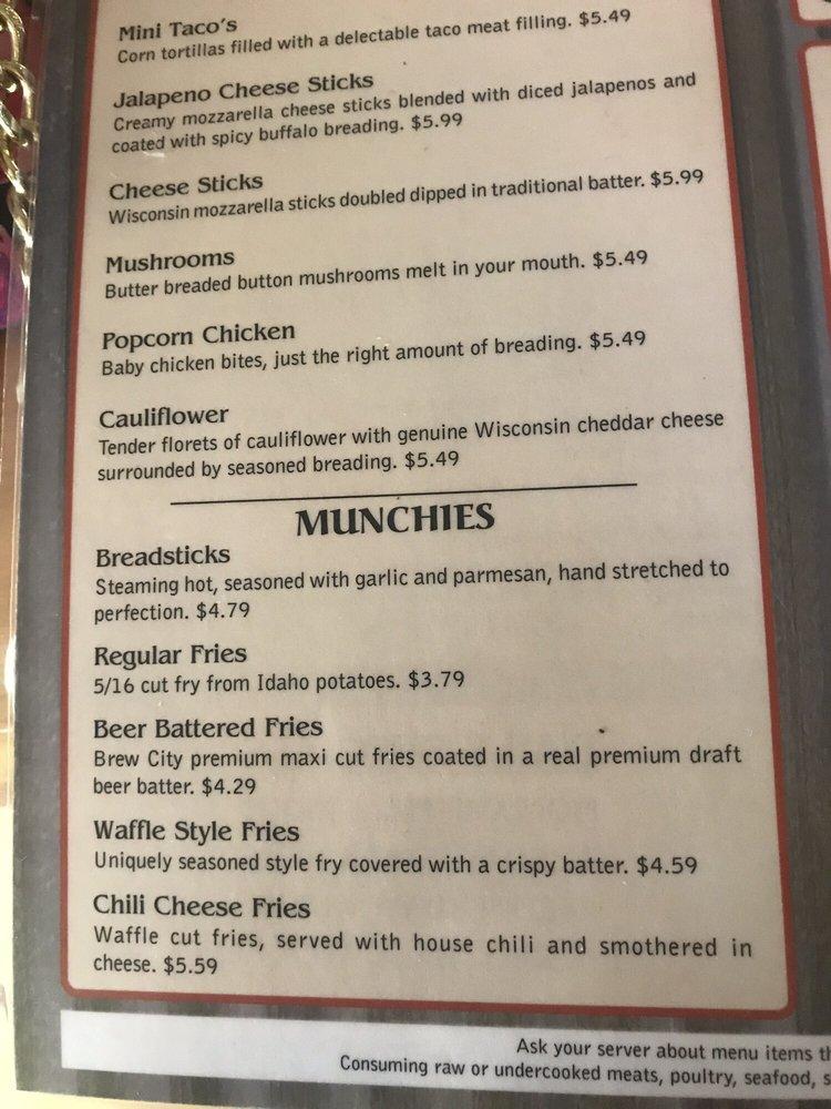 Menu at Chauncey's Pub, Hillman