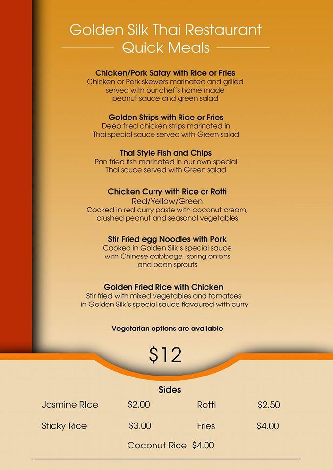 Menu at Golden Silk Thai Hobsonville Branch restaurant, Auckland, 124 ...