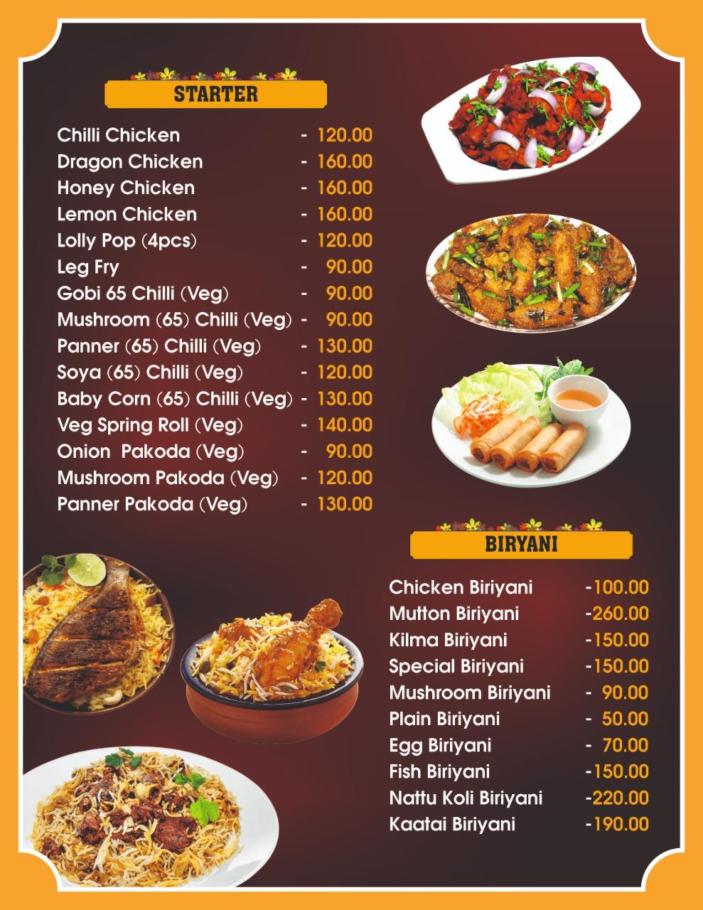Menu at Kanchana Restaurant, Coimbatore