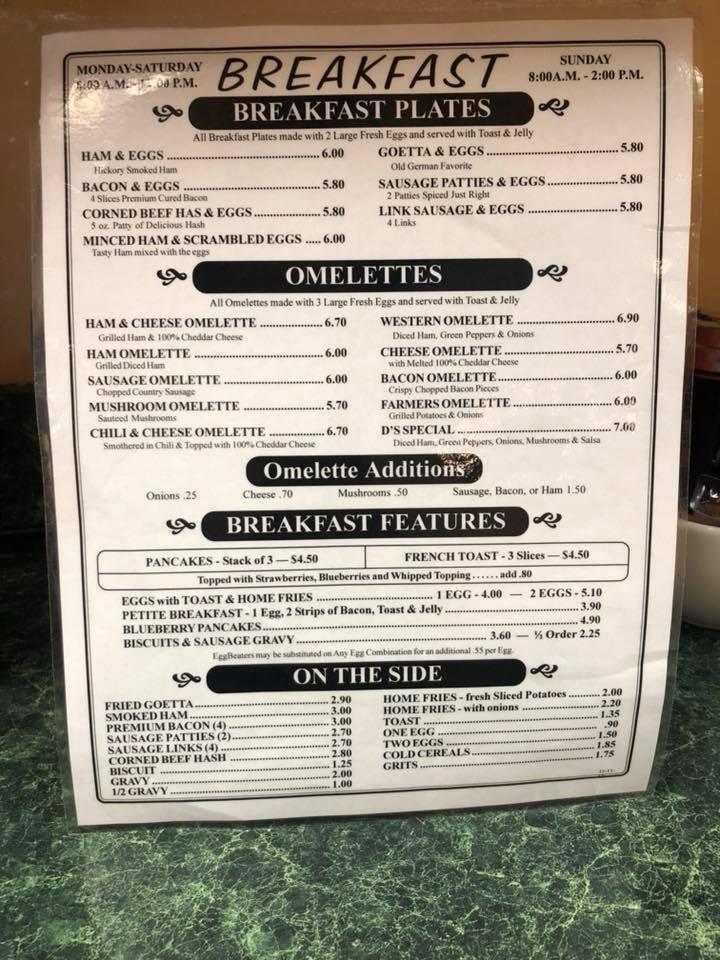 Menu at Lucy's Diner restaurant, Reading