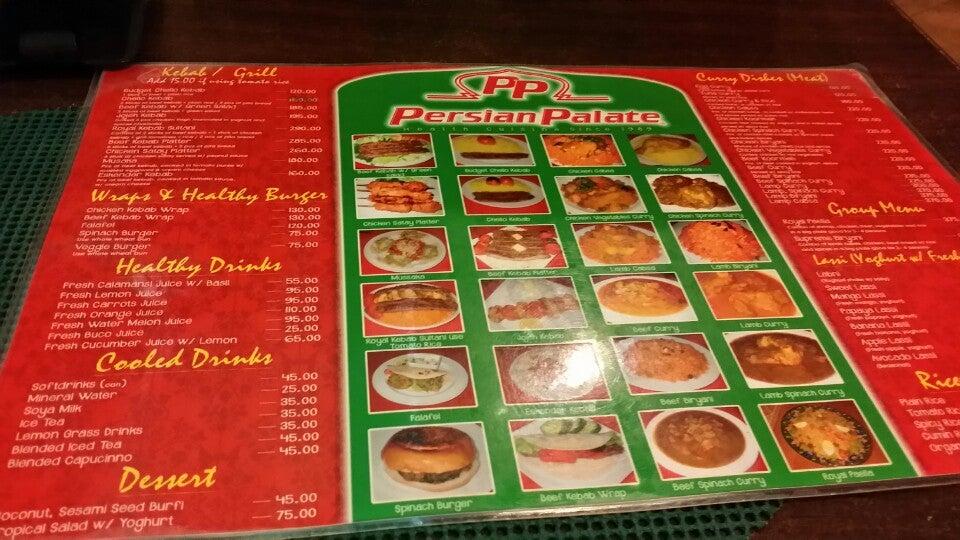 Menu at Persian Palate restaurant, Cebu City, Active Zone
