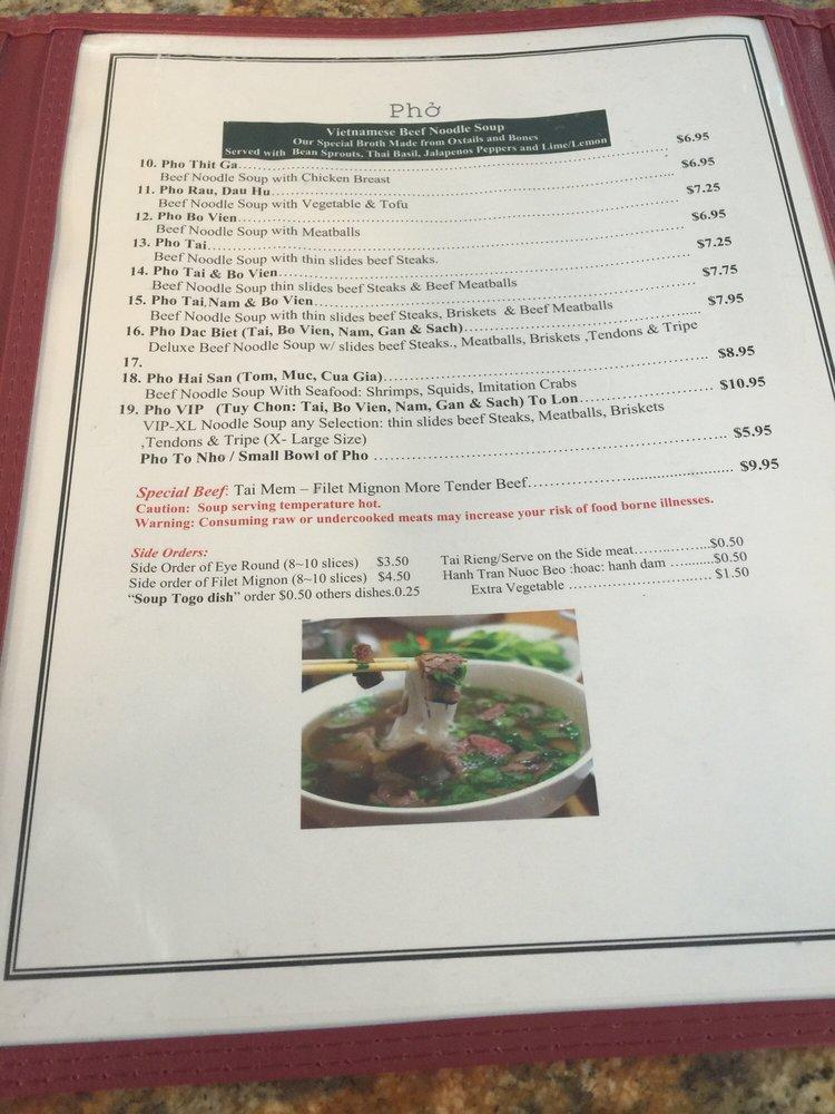 Menu at Pho Viet Nam 2 restaurant, Mesa, E Main St