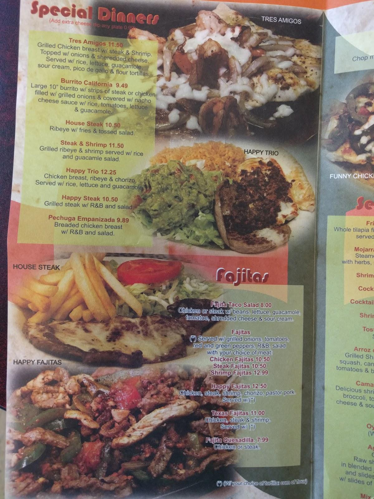 Carta del restaurante Happy Donkey Mexican Grill, Anderson