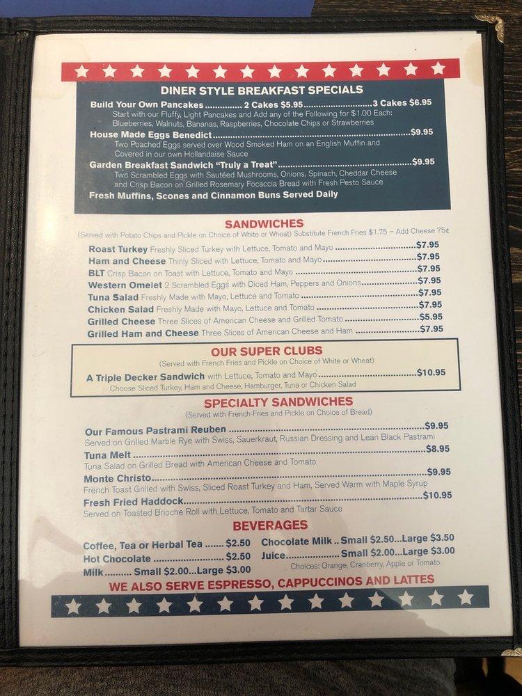 Menu at Mike's American Diner restaurant, Arundel