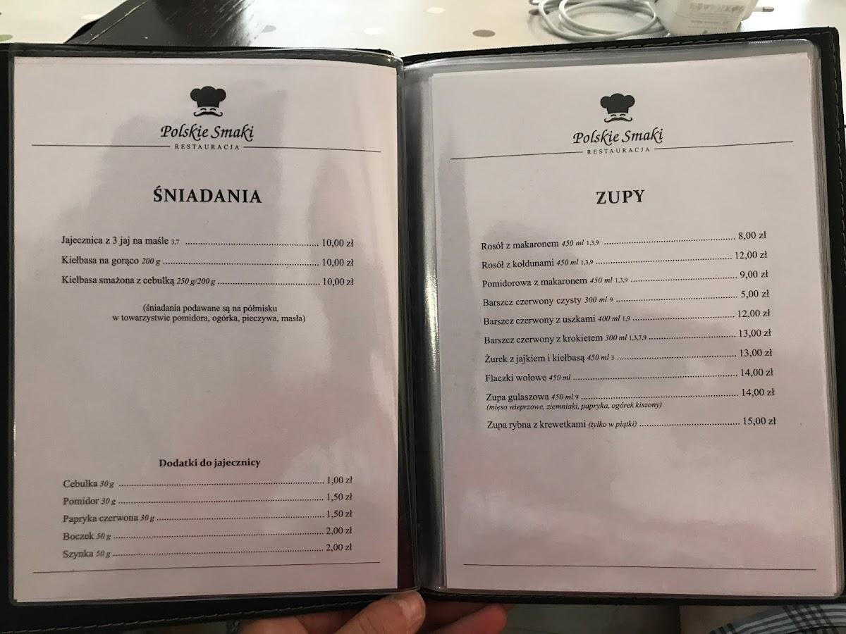 Menu at Polskie Smaki restaurant, Walbrzych