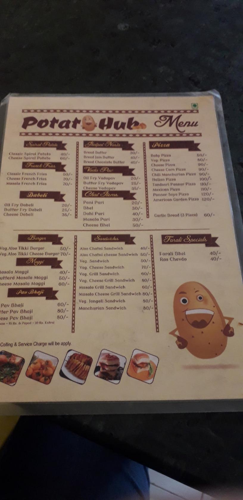 Menu at Potato Hub, Junagadh