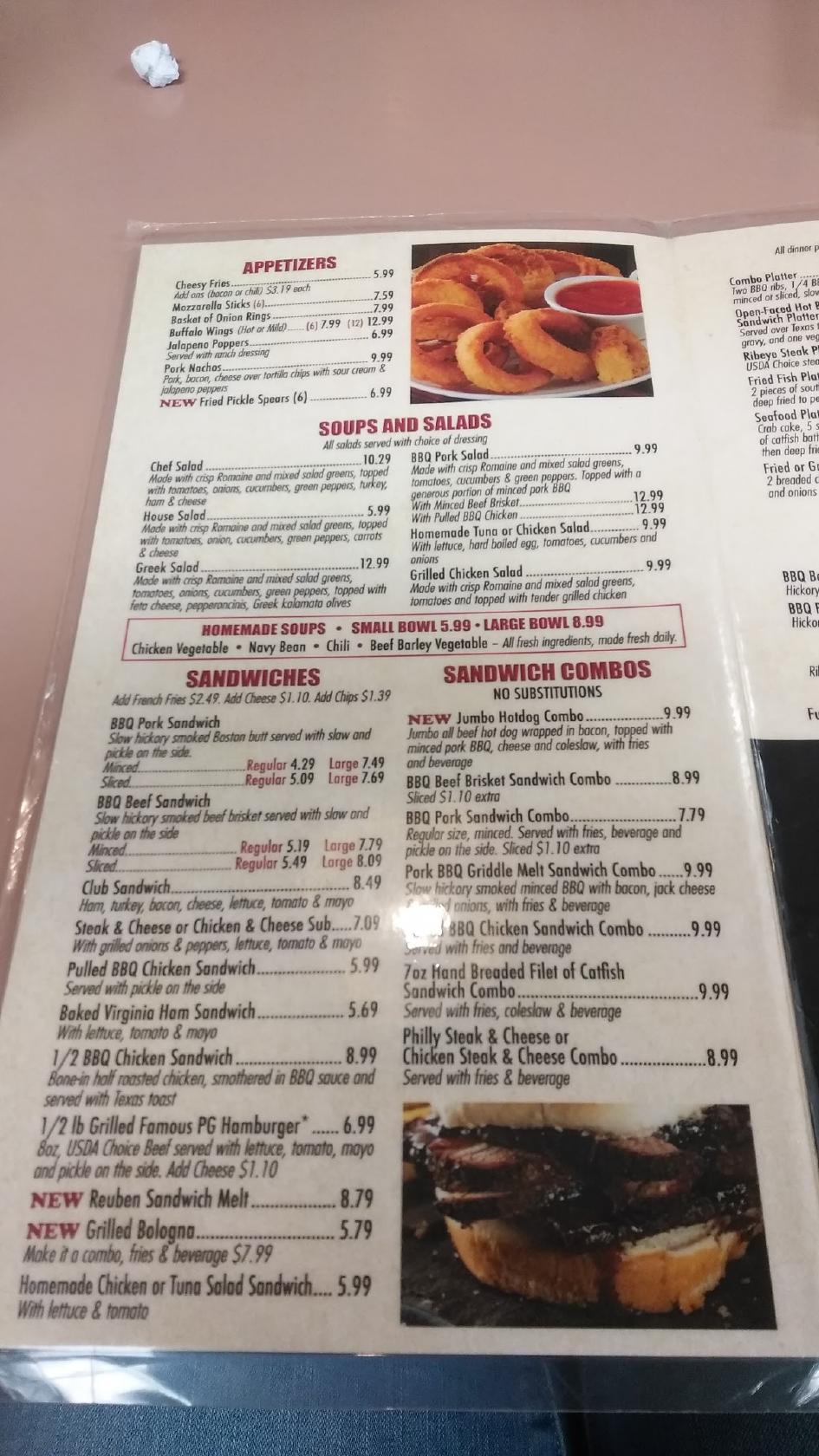 Menu at Prince George Family BBQ, Petersburg