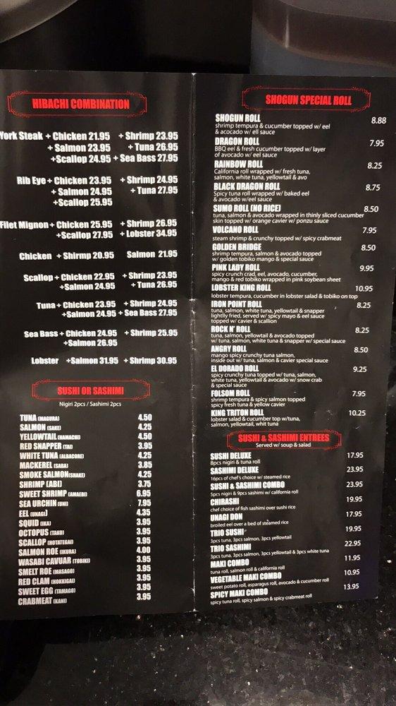 Menu at Shogun Hibachi Grill & Sushi restaurant, Folsom