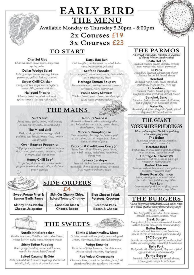 Menu at The Bridge Inn pub & bar, Darlington