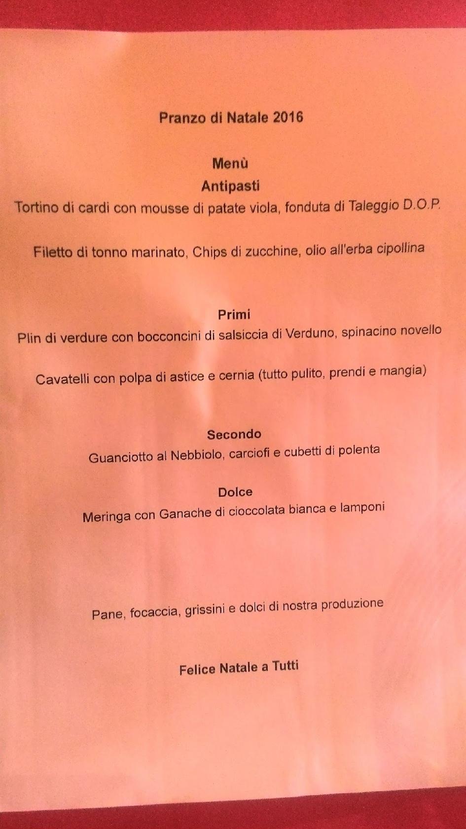 Menu da Il Tempo Ritrovato ristorante, Torino