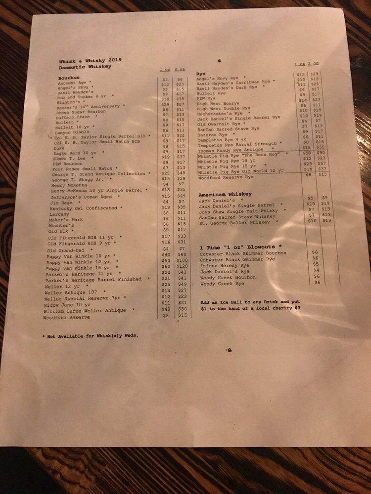 Menu at Whisk & Whisky pub & bar, Flagstaff