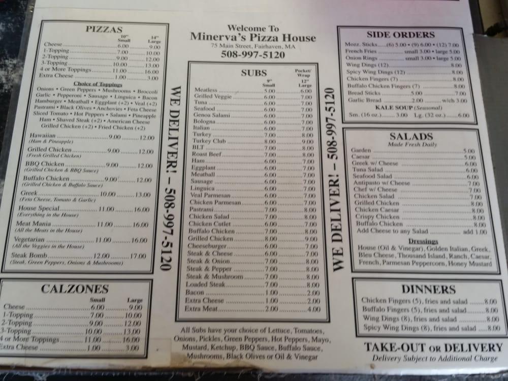 Menu at Minerva Pizza House pizzeria, Fairhaven, 75 Main St