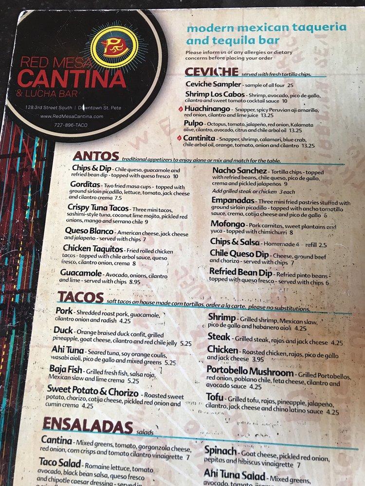 Menu at Red Mesa Cantina pub & bar, Saint Petersburg