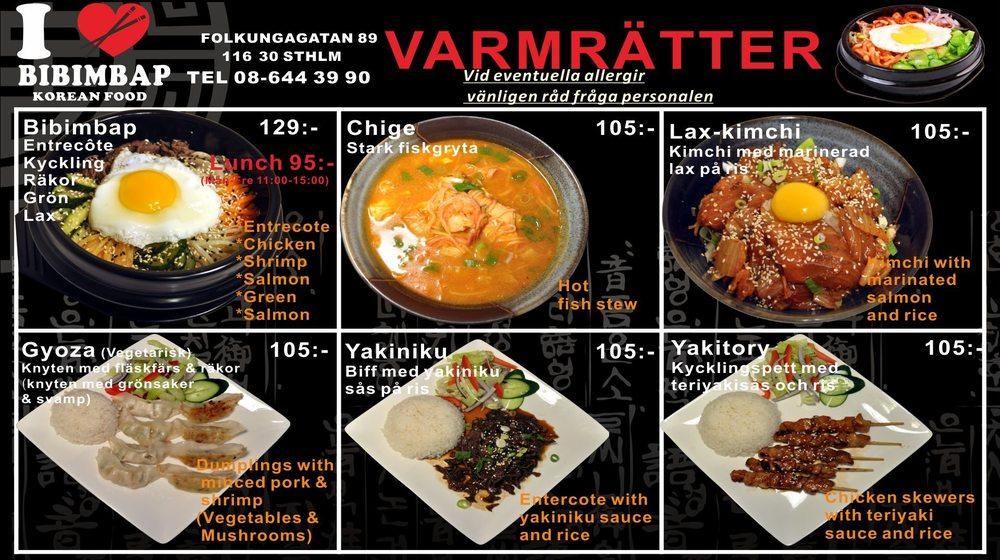 Menu at i love bibimbap restaurant, Stockholm